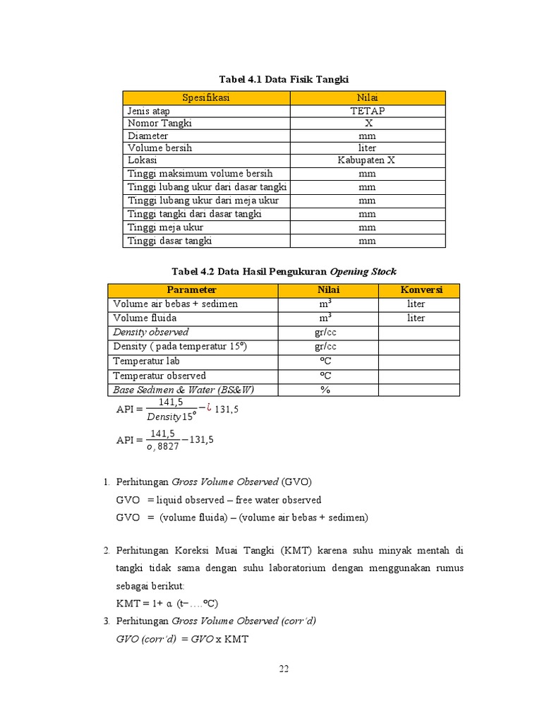 Data & Perhitungan Volume Tangki | PDF | Teknologi & Rekayasa
