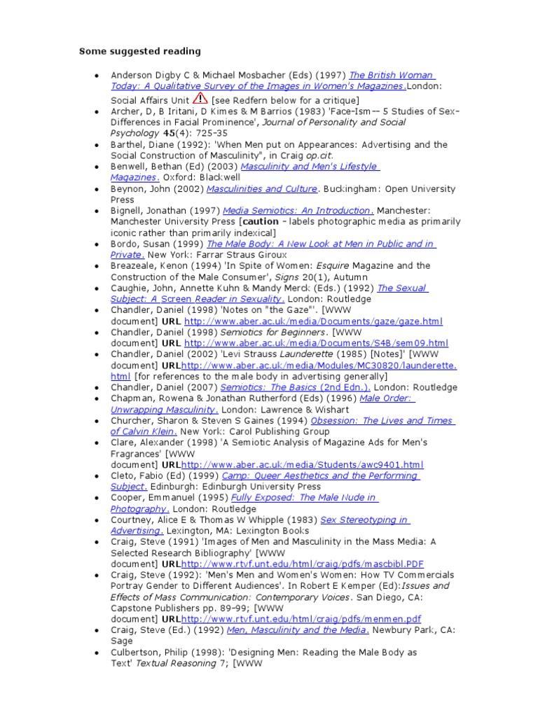 An Annotated Bibliography on Representations of Masculinity in Media ...