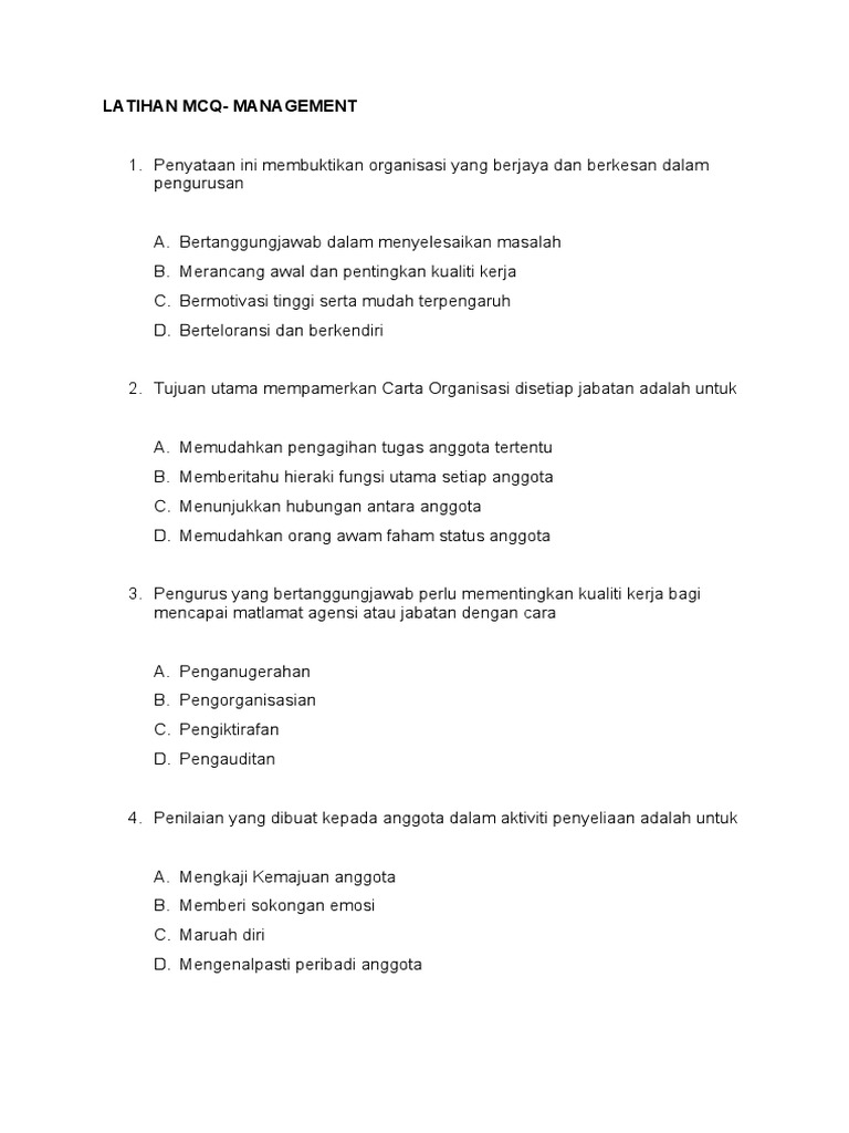 MCQ Management | PDF
