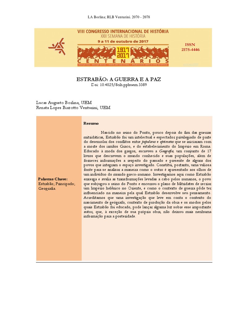 A análise de Estrabão sobre a guerra e a paz | PDF | Augustus | Roma Antiga