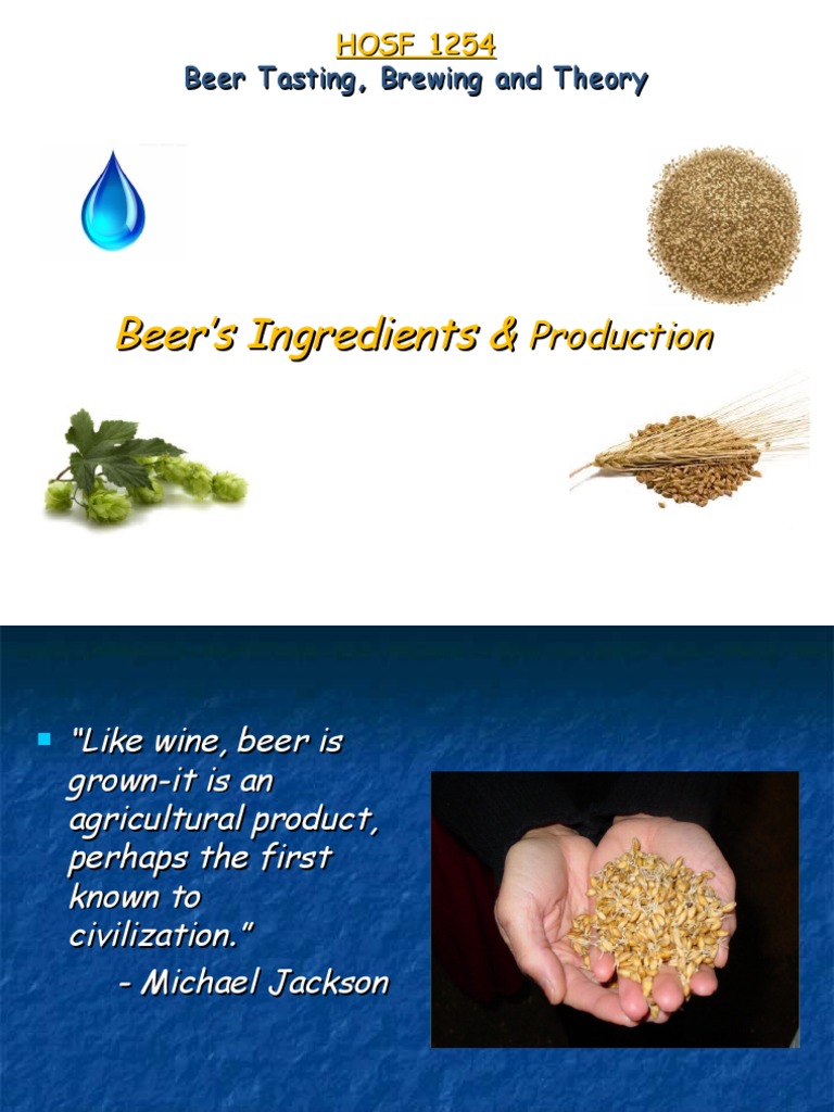 Beer's Ingredients & Production | PDF | Beer | Brewing