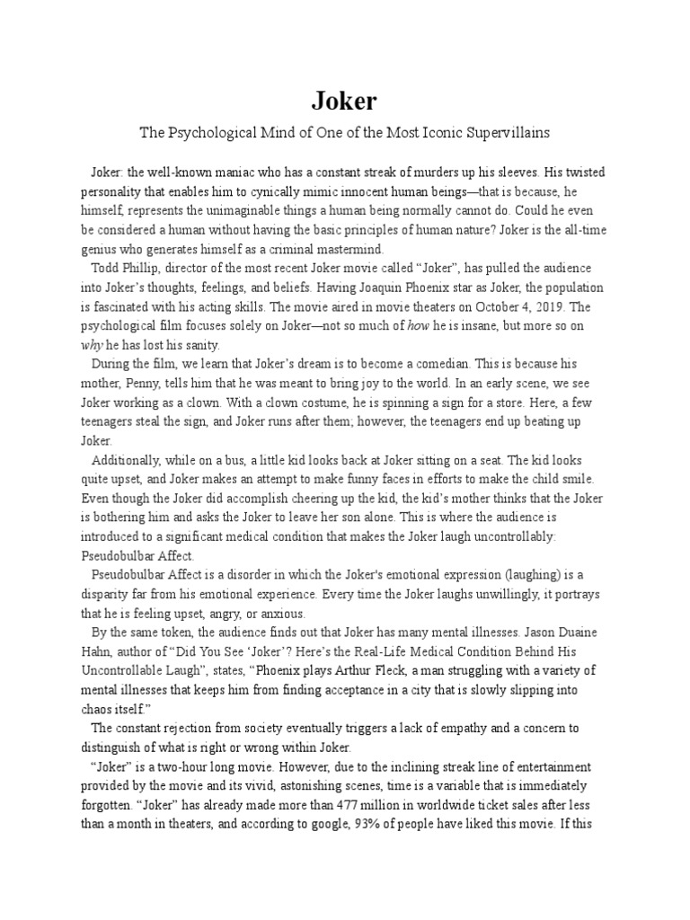 Joker: The Psychological Mind of One of The Most Iconic Supervillains ...