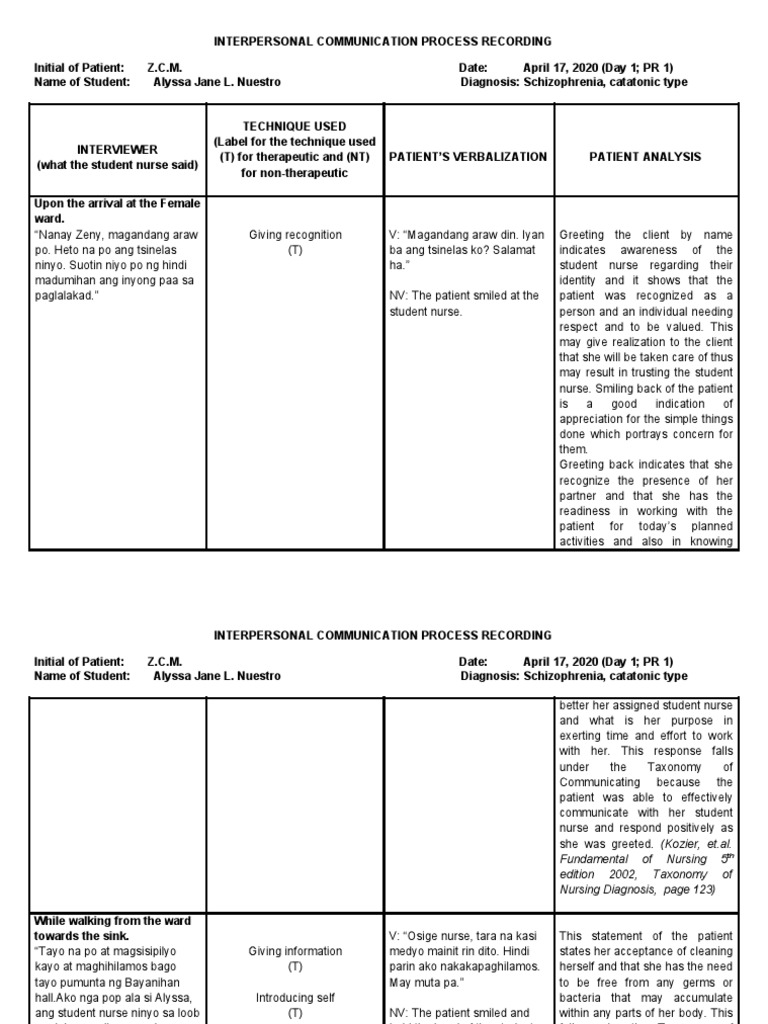 Interpersonal Communication Process Recording | PDF | Human Nature ...