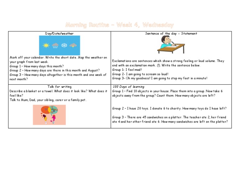 Morning Routine Wednesday Week 4 | PDF