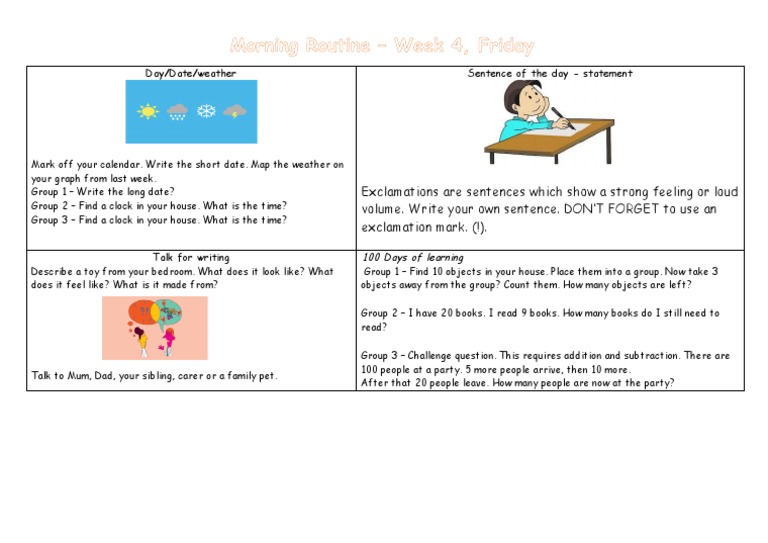 Friday Morning Learning Activities | PDF