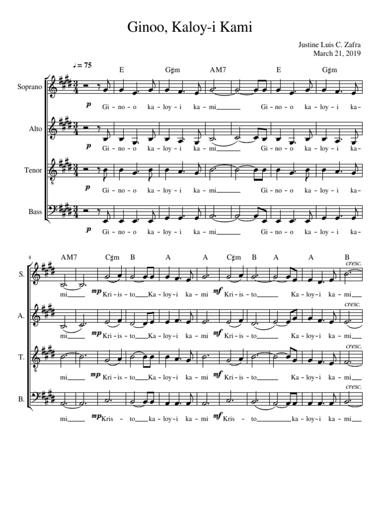 Ginoo, Kaloy-I Kami | PDF | Choral Music | Pitch (Music)