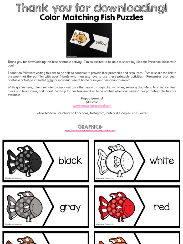 Color Matching Fish Puzzles | PDF