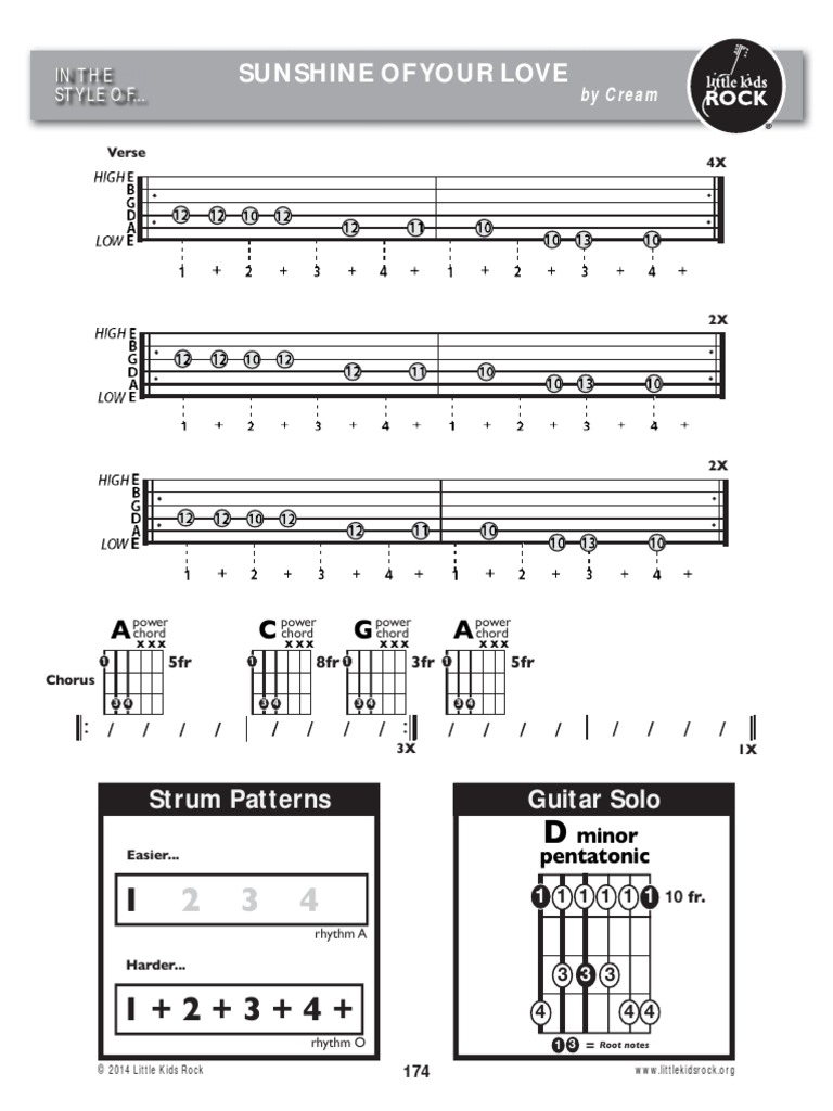 Sunshine of Your Love: Guitar Solo Strum Patterns | PDF | Rock Music ...
