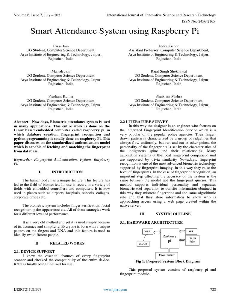Smart Attendance System Using Raspberry Pi | PDF | Fingerprint | Graphical User Interfaces