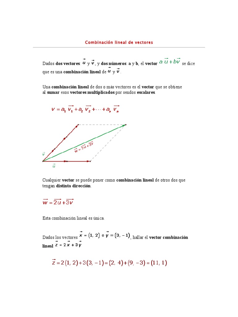 Combinación Lineal de Vectores | PDF