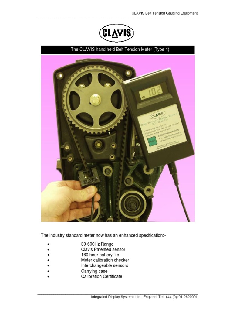 The CLAVIS Hand Held Belt Tension Meter (Type 4) | PDF | Calibration ...