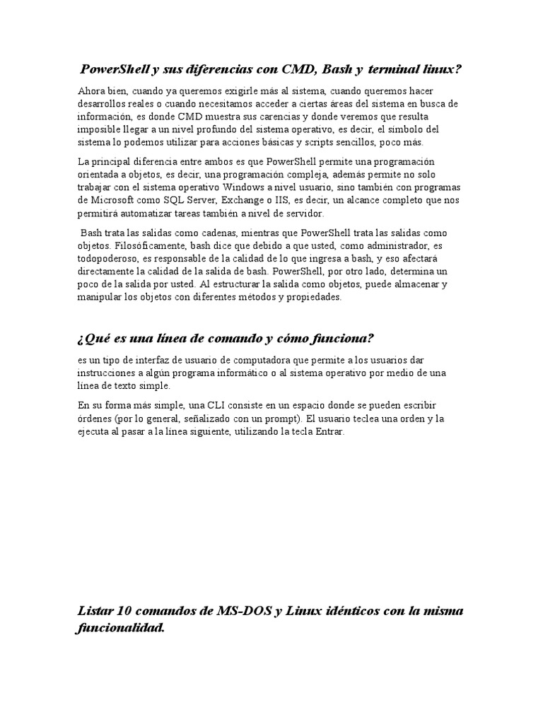 PowerShell y Sus Diferencias Con CMD | PDF