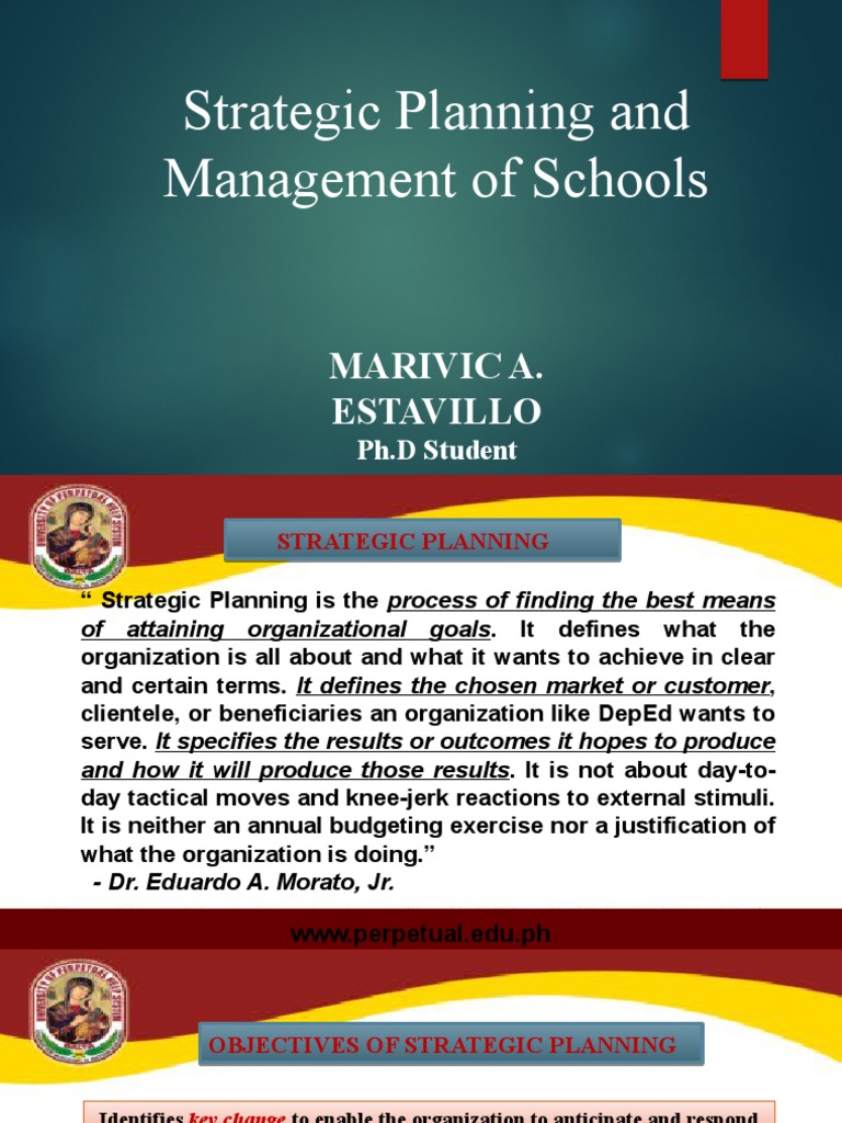 Strategic Planning and Management of Schools | PDF