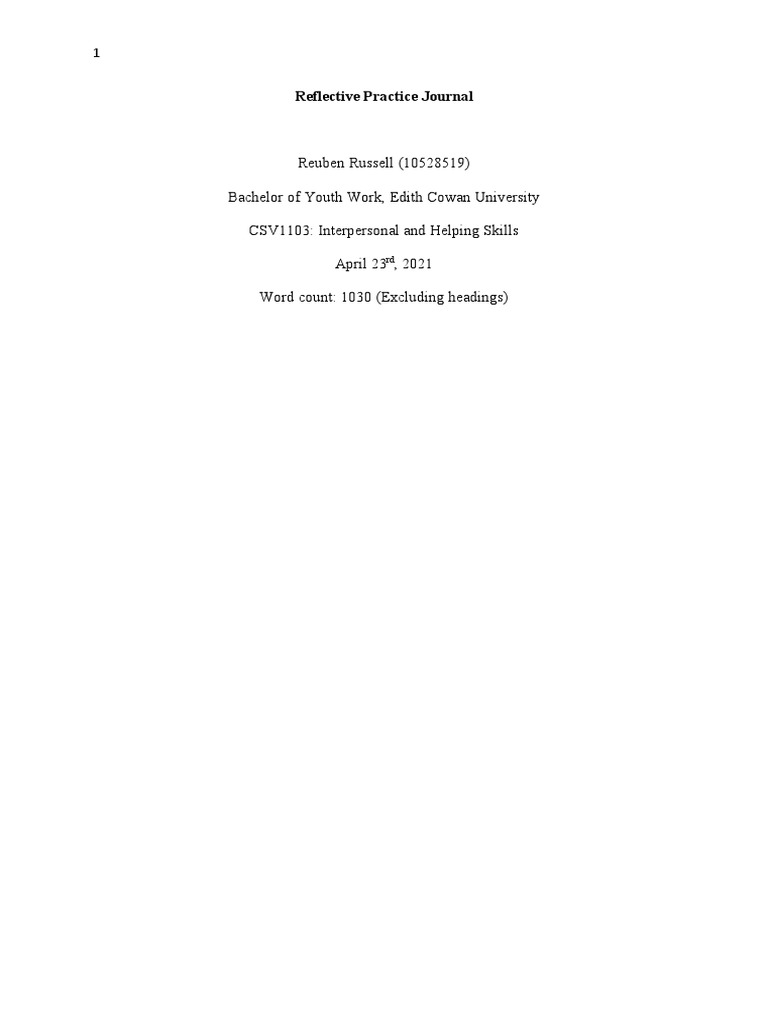 Reflective Practice Journal | PDF | Human Nature | Neuropsychological ...