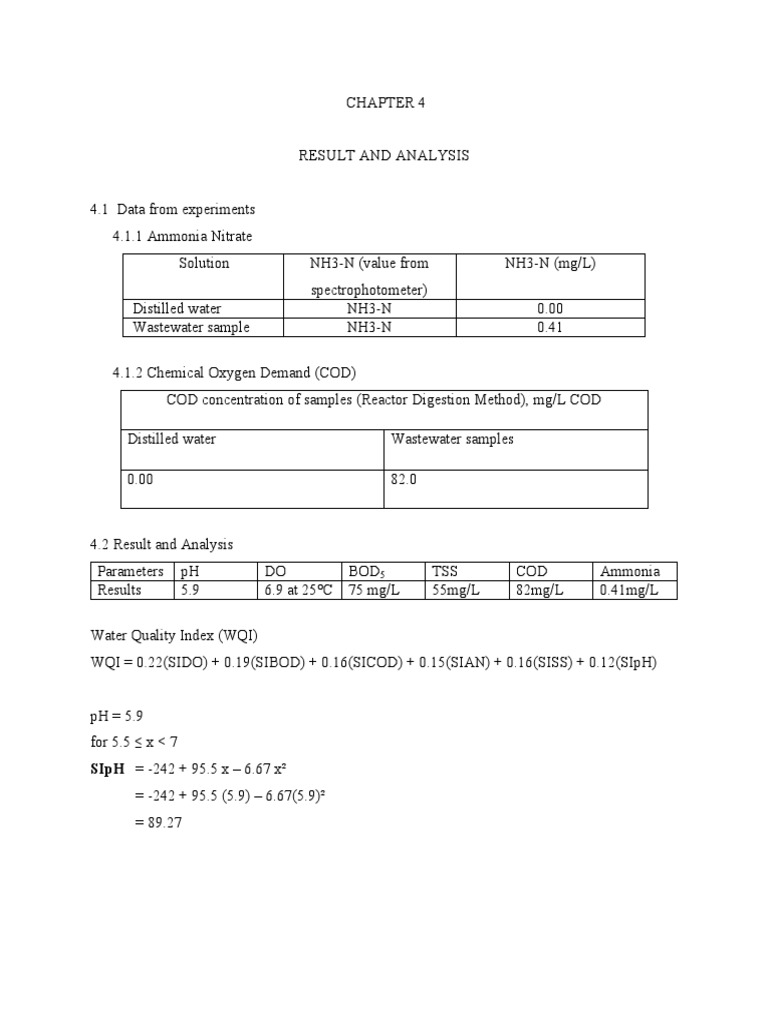 CHAPTER 4 - Result and Analysis | PDF | Water Quality | Environmental ...
