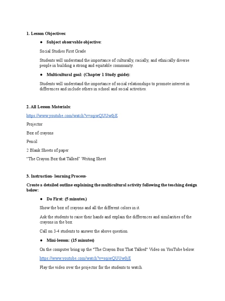 Multicultural Lesson Plan | Download Free PDF | Lesson Plan ...