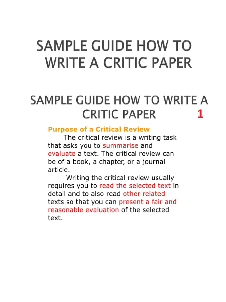 How To Write Critic Paper | PDF