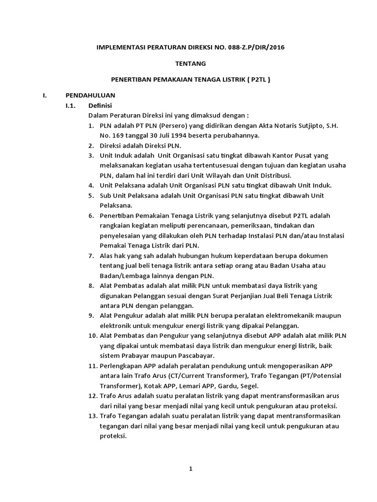 Implementasi Peraturan Direksi Tentang P2TL | PDF