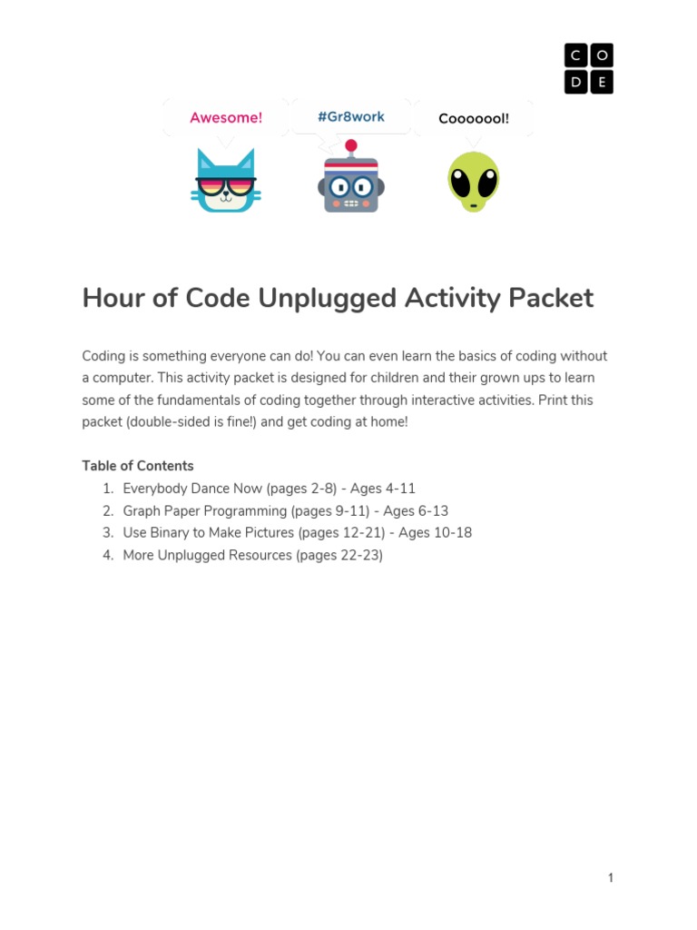 Hour of Code Unplugged Activities | PDF | Pixel | Color