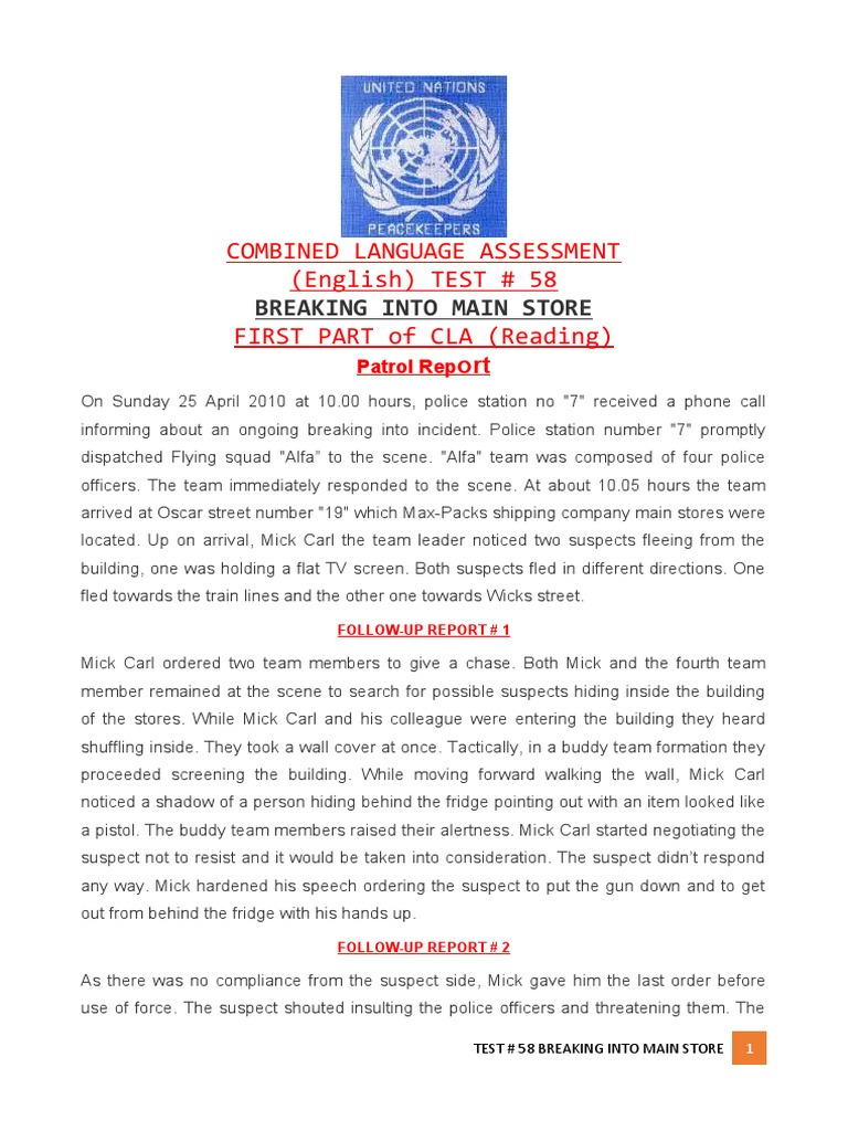 Cla Test 58 Breaking Into Main Store | PDF | Violence