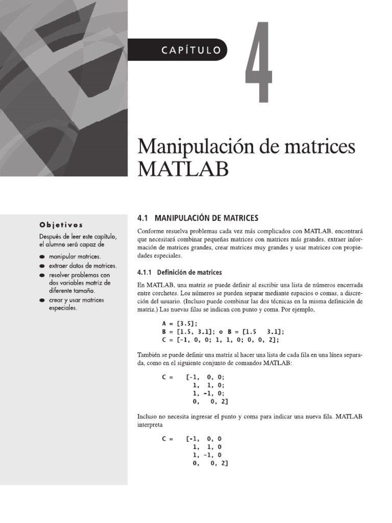 Matrices en Matlab | PDF