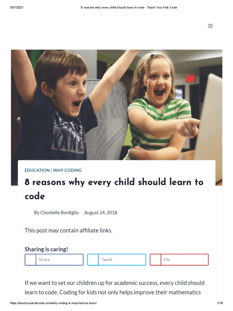 8 Reasons Why Every Child Should Learn To Code - Teach Your Kids Code ...