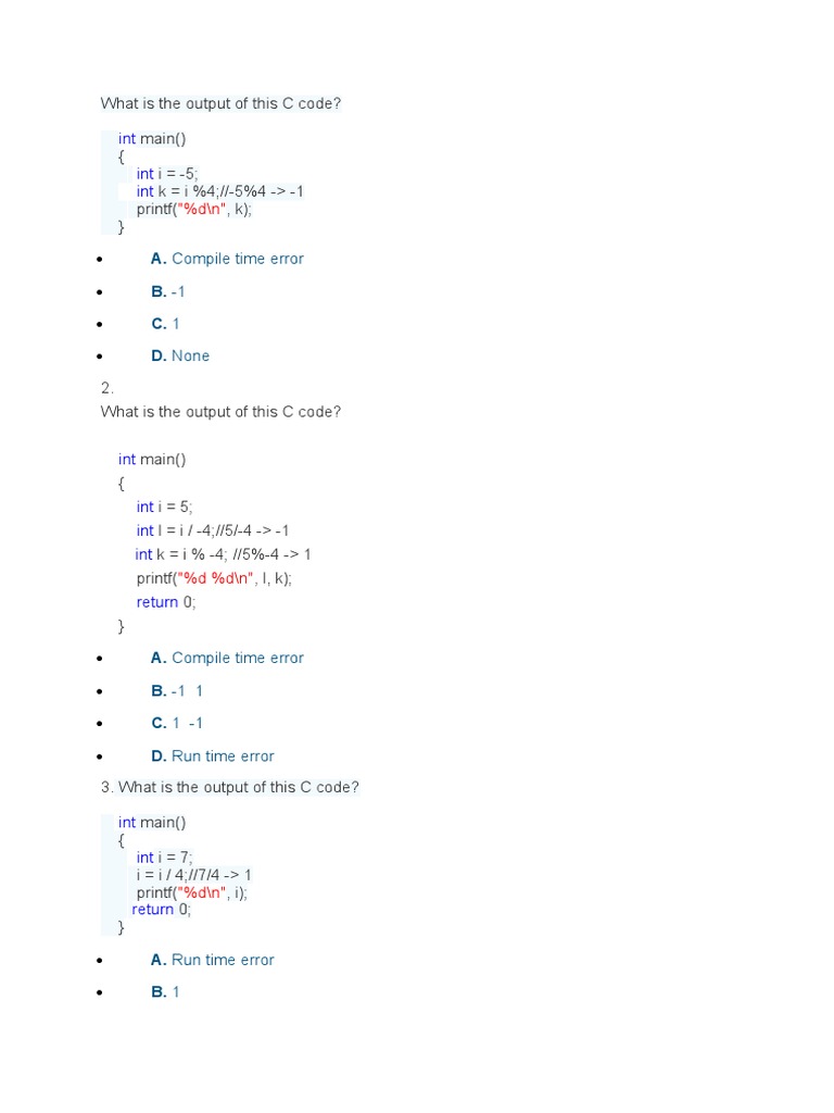 What Is The Output of This C Code | PDF | C (Programming Language) | Integer (Computer Science)