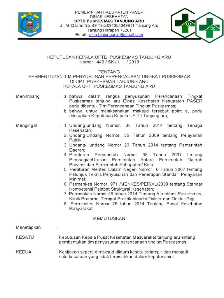 SK Pembentukan Tim PTP | PDF