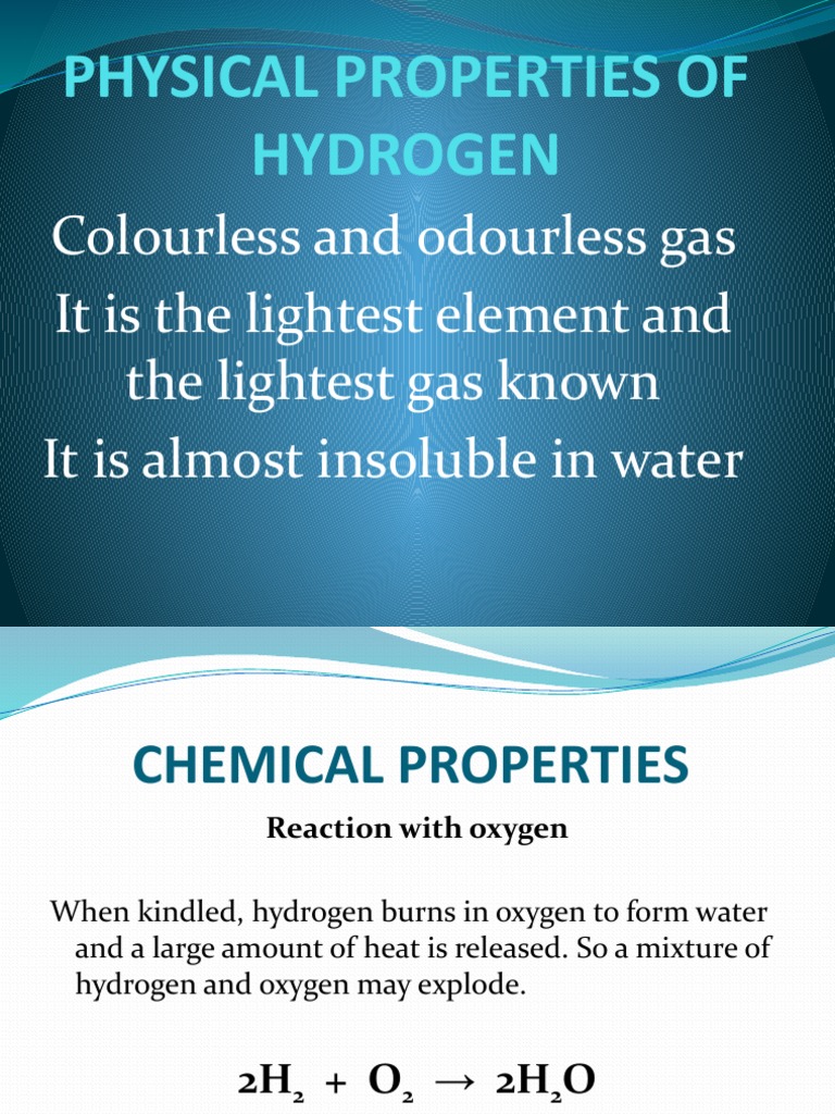 Physical Properties Of Hydrogen