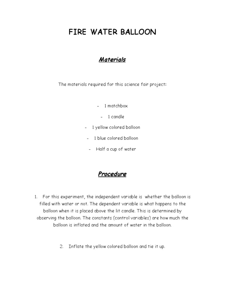 Science Fair Project | Download Free PDF | Thermal Conduction | Balloon