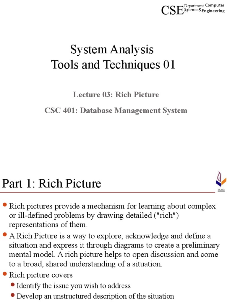 Lecture 03: Rich Picture CSC 401: Database Management System | PDF ...