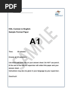 KGL Pre-A1 English Contest Sample Test | PDF