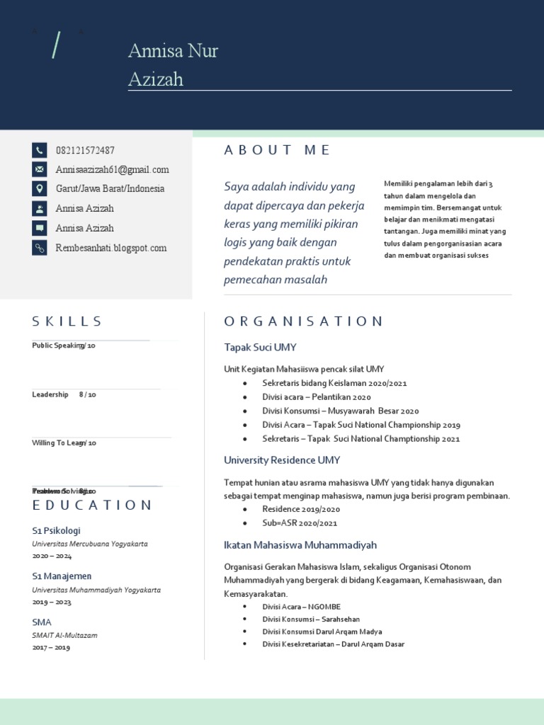 Annisa Nur Azizah: About Me | PDF