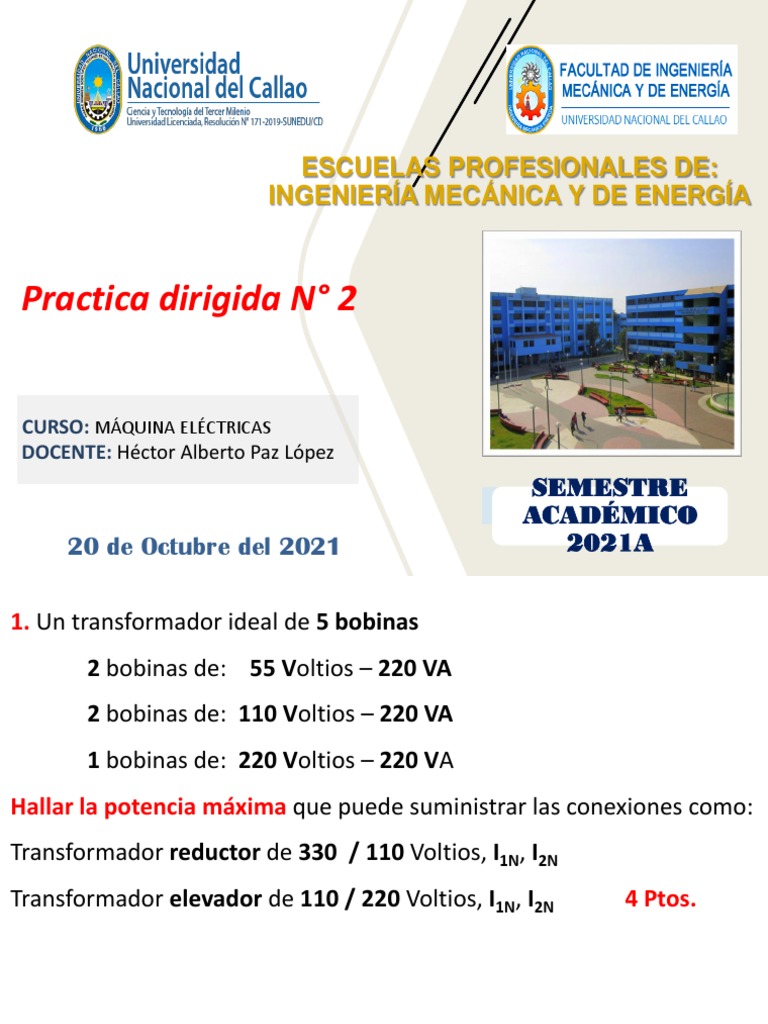 Maquinas Electricas Pract Dirigida | PDF | Transformador | Energia electrica
