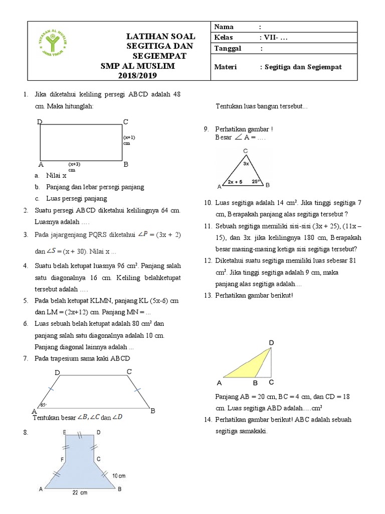 Latihan Segitiga Segiempat | PDF | Metode & Bahan Ajar | Griya & Taman