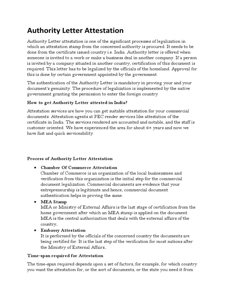 Authority Letter Attestation | PDF | Authentication | Verification And ...