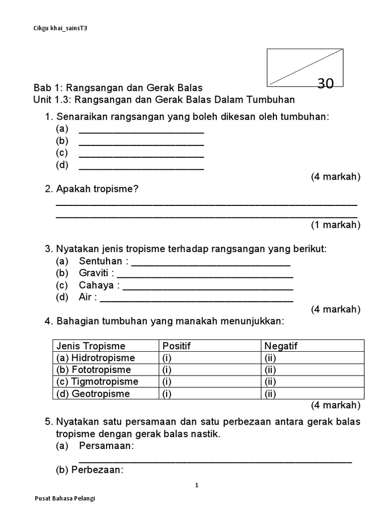 Latihan Ulang Kaji Bab 1 Unit 1.3 Dan 1.4 | PDF