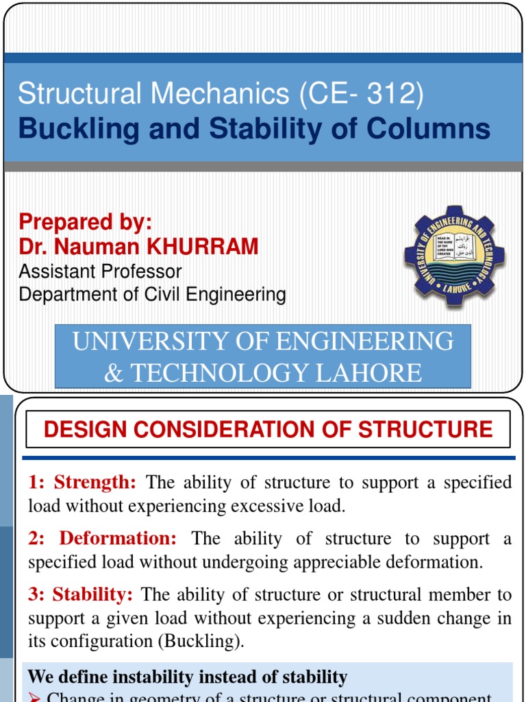 Analysis of Structural Stability and Buckling Behavior of Columns | PDF ...