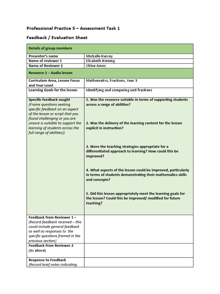 Template For Part 3 Assessment 1 | PDF | Curriculum | Educational ...