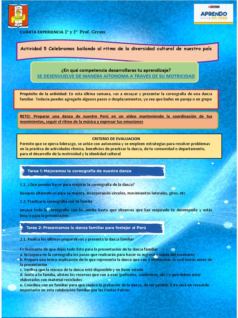 Actividad 5 Celebramos Bailando Al Ritmo de La Diversidad Cultural de Nuestro País | Descargar ...