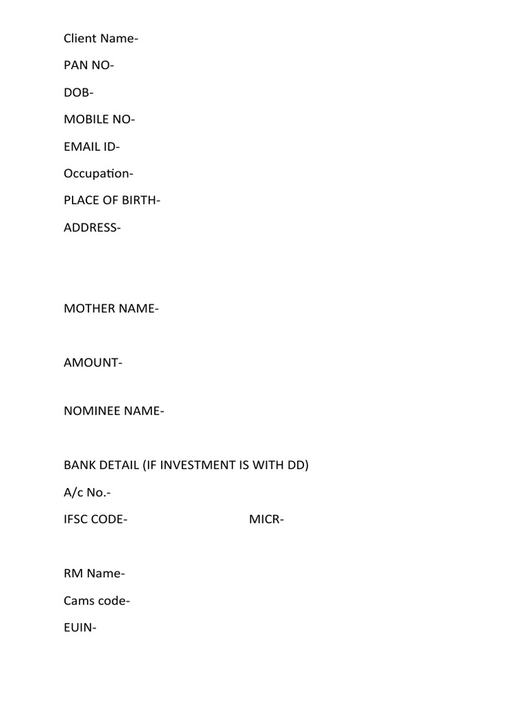 Client Information One Pager | PDF