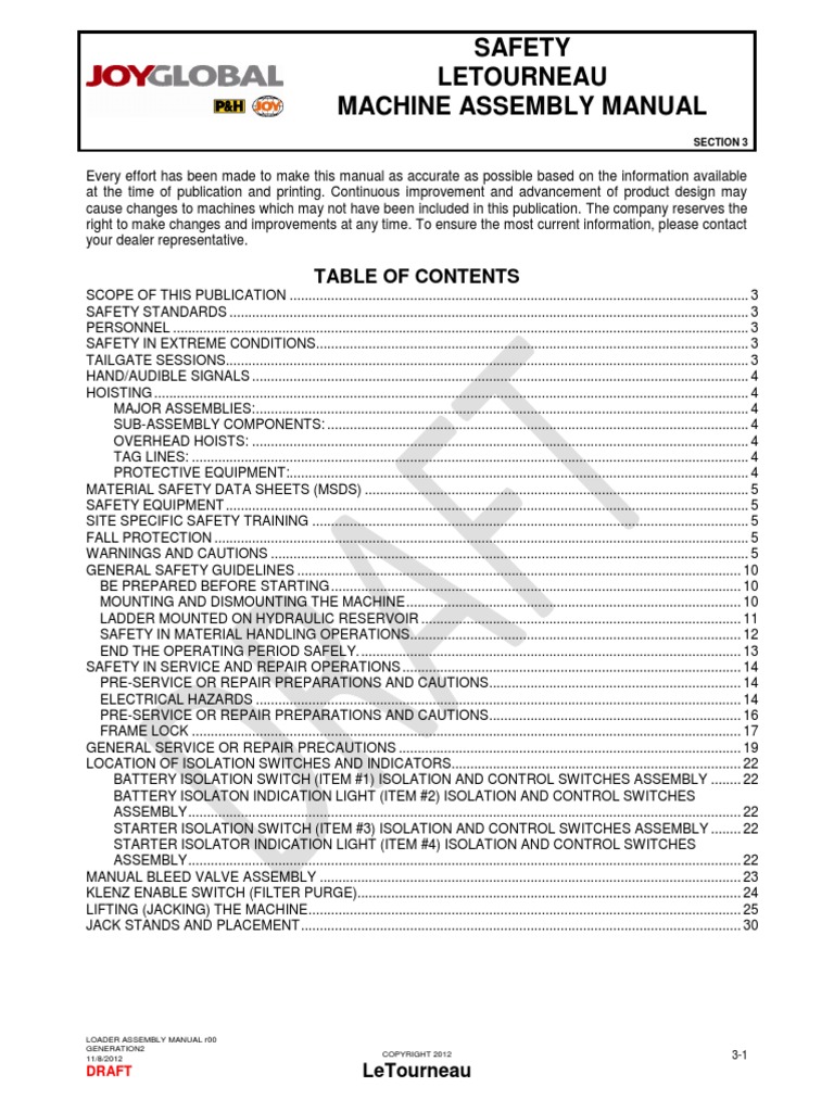 Section 3 - Assembly Safety | PDF | Loader (Equipment) | Switch