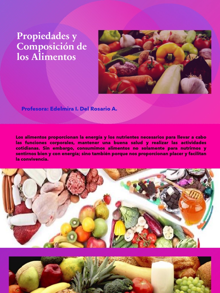 PRESENTACIÓN Propiedades y Composicion de Los Alimentos | PDF | El ...