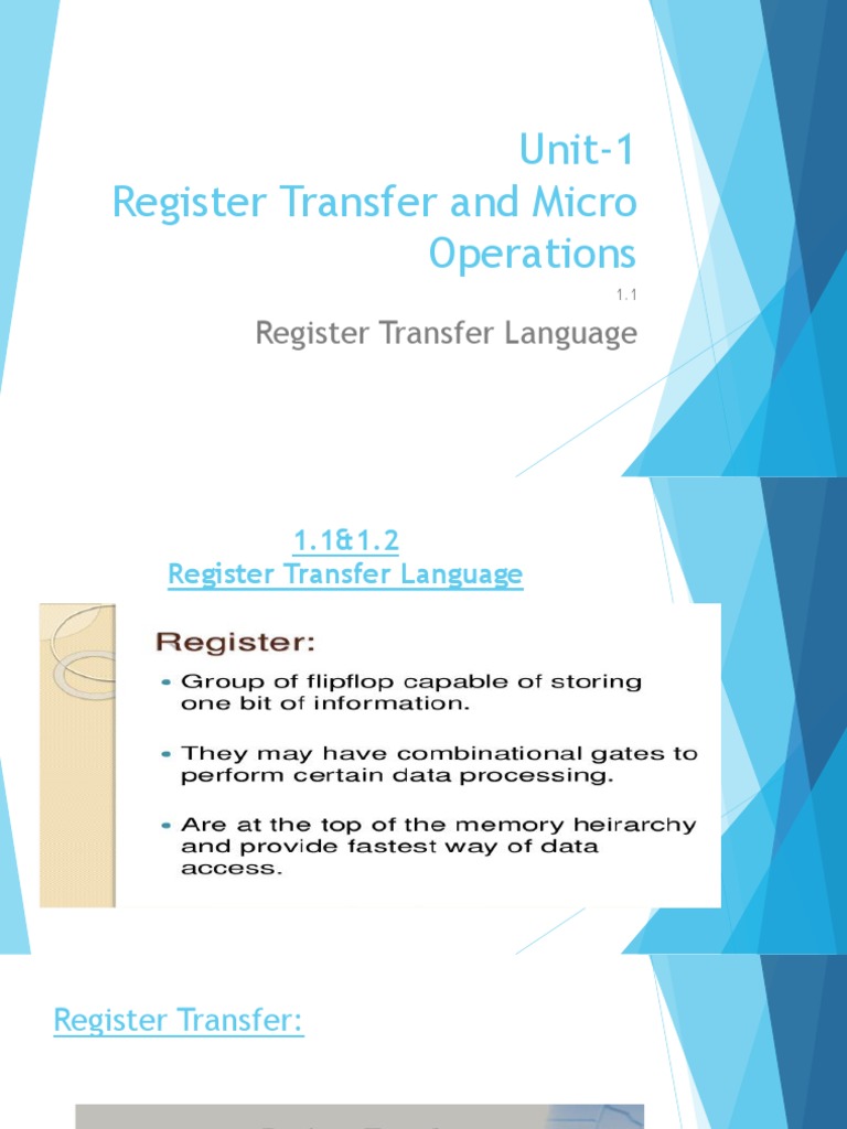 Unit-1 Register Transfer and Micro Operations | PDF | Logic Gate ...
