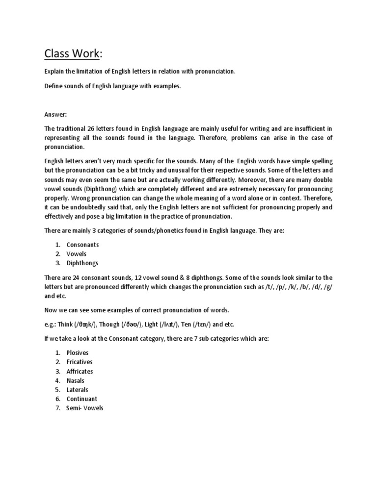 Limitations of English Letters in The Aspect of Pronunciation | PDF