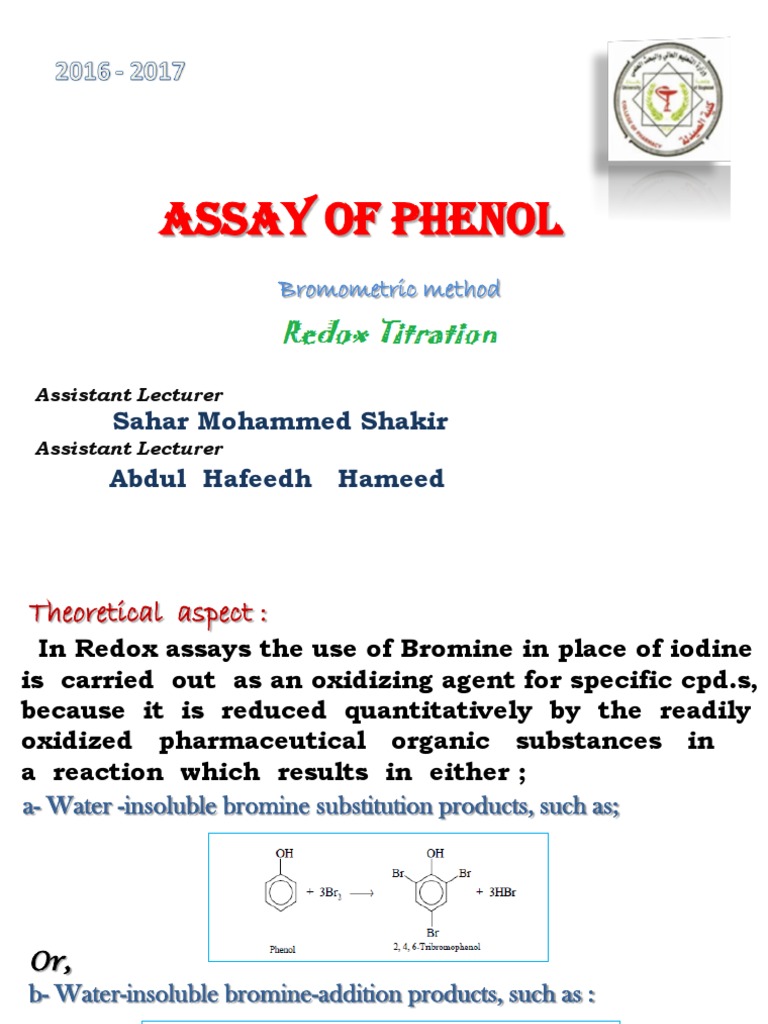 Assay of Phenol | PDF | Titration | Chemistry