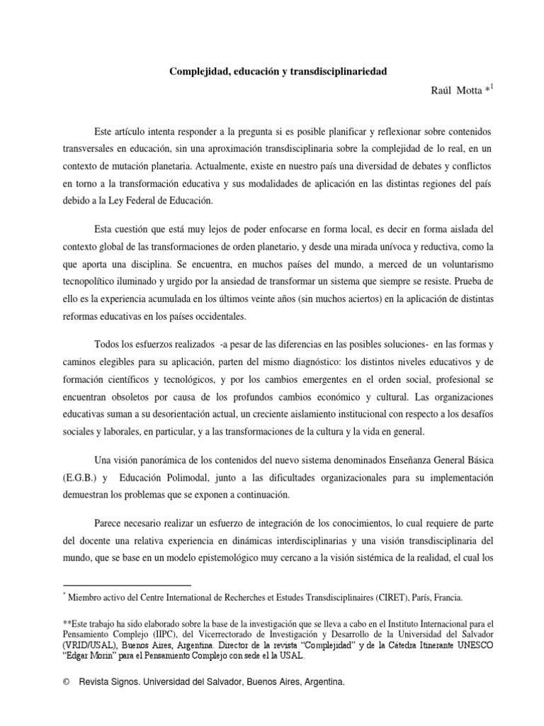 003 - Raul Motta | PDF | Interdisciplinariedad | Realidad