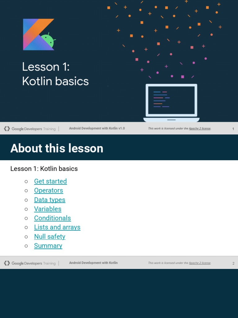Lesson 1 Kotlin Basics Download Free Pdf Computer Engineering Computer Data