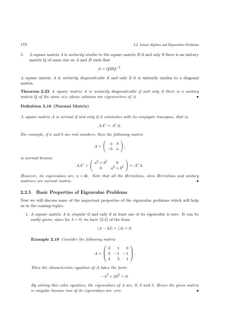 2.2.5 Basic Properties of Eigenvalue Problems: 2.2 Linear Algebra and Eigenvalues Problems | PDF ...