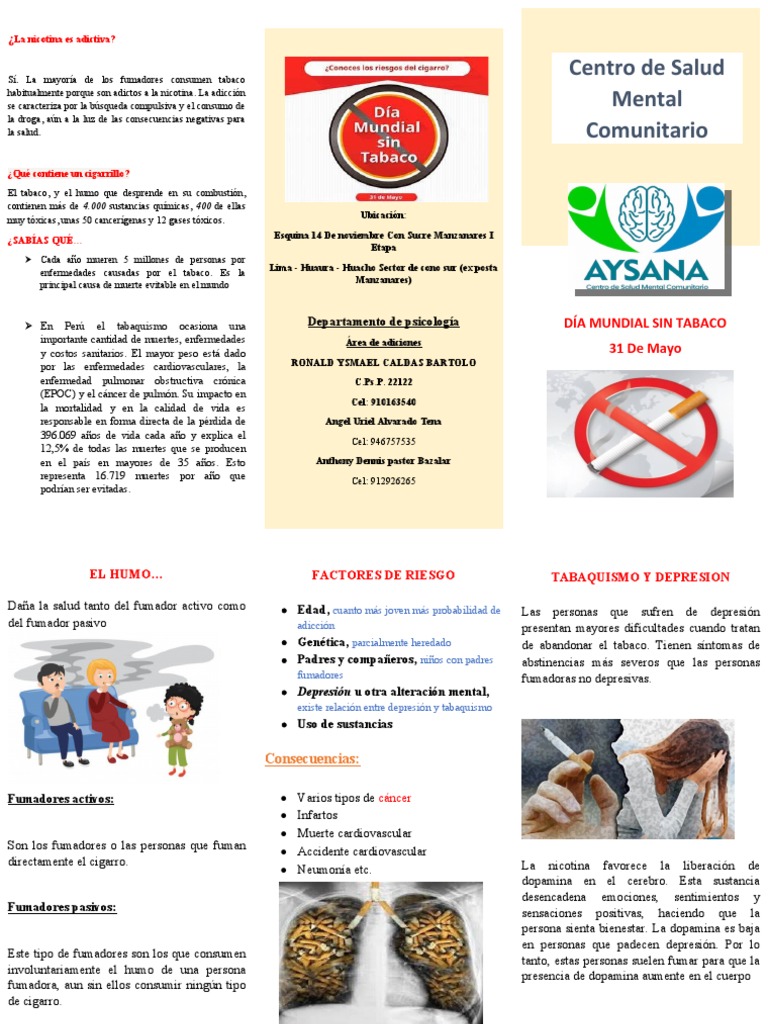 Triptico Tabaquismo | PDF | Nicotina | Medicina CLINICA